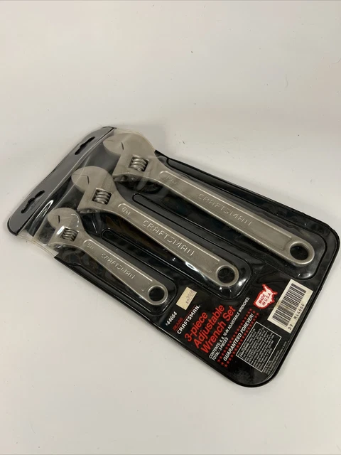 VINTAGE SEARS CRAFTSMAN 3pc Adjustable Wrench Set 44664 USA New Old ...