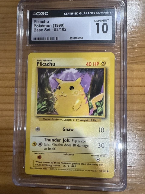 1999 POKEMON BASE Set 58/102 Yellow Cheeks Pikachu CGC 10 GEM MINT $0. ...