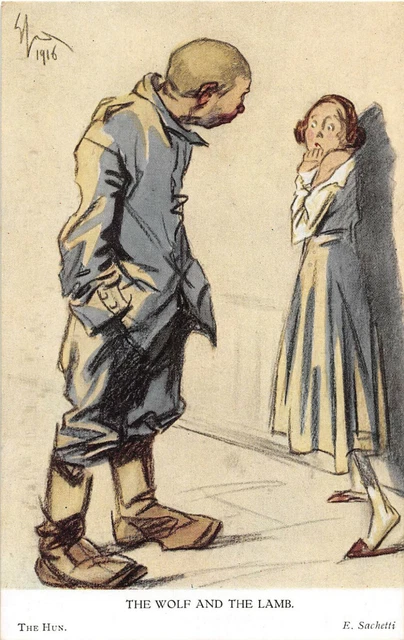 CARTOLINA MILITARE GUERRA Cartoon Hun Serie E Sachetti Il Lupo E Il ...
