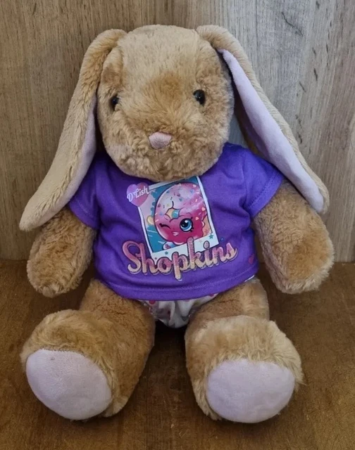 BUILD A BEAR Plush Bunny Rabbit Soft Toy With Shopkins Clothing T-Shirt ...