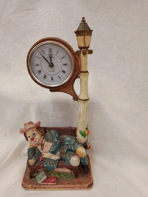 RARE CLOWN ON Bench With Street Lamp Clock Figure By The Juliana ...