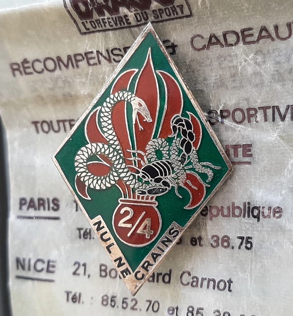 INSIGNE 4° REI 2° BATAILLON WWII LÉGION ÉTRANGÈRE Retirage Drago FFL ...