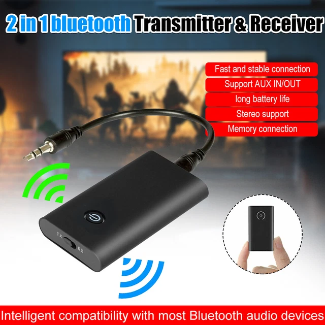 BLUETOOTH V5.0 TRANSMITTER Receiver 2 IN 1 Wireless Audio 3.5mm Jack ...