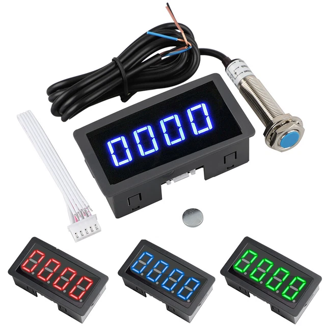 4 DIGITAL LED Tachometer RPM Speed Meter +Hall Proximity Switch Sensor ...