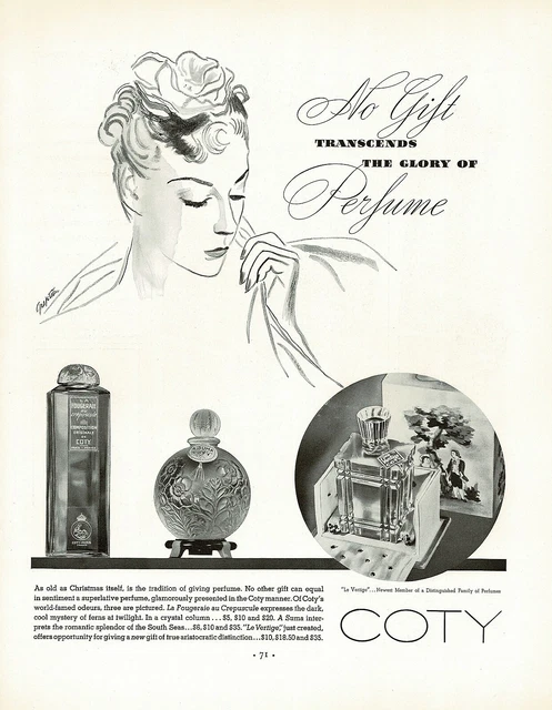 1930S BIG ORIGINAL Vintage Coty Fragrance Perfume Bottle Art Print Ad ...