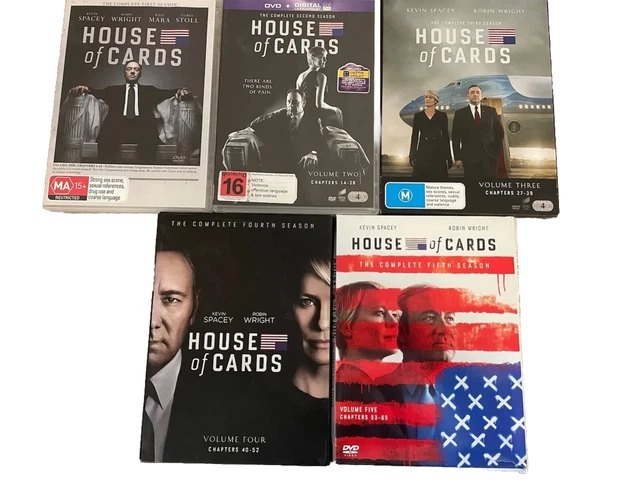 HOUSE OF CARDS DVDS Seasons 1-5 Kevin Spacey Robin Wright Reg 2 4 ...