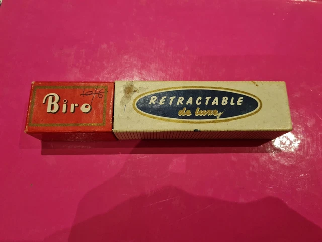 VINTAGE BIRO DE Luxe Red Pen Box retractable 50s 60s retro prop display ...