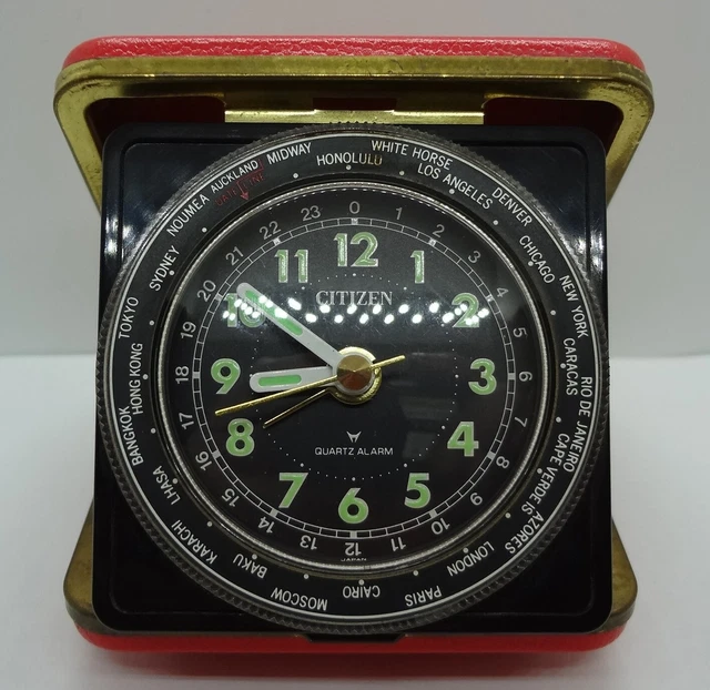 VINTAGE CITIZEN QUARTZ Alarm Folding Desk Travel Clock / World Times £ ...