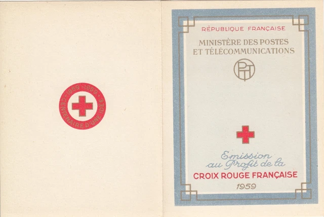 CARNET DE 8 timbres Croix-Rouge 1959 Y&T n°2008 20f+10f L'Epée 25f+10f Haüy TBE EUR 20,50 ...