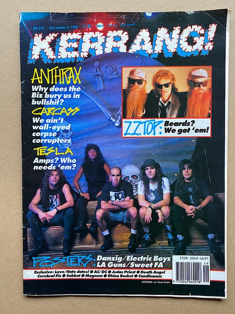 ANTHRAX KERRANG NO.319 Magazine Dec 1990 Anthrax Cover Uk £7.00 ...