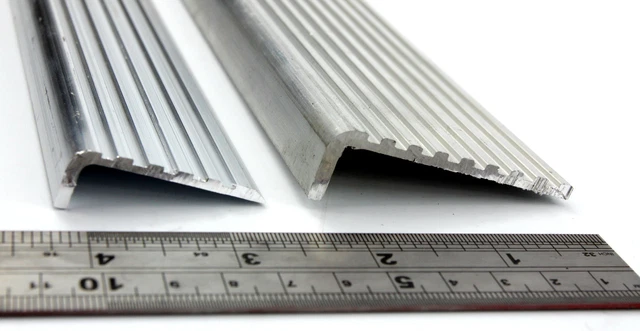 ALUMINIUM STAIR NOSING FLUTED ANGLE Anti Slip Edging for Stairs Steps £ ...