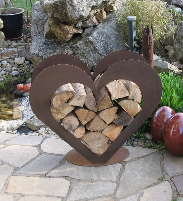 HERZ AUS METALL - Holz-Regal - Edel-Rost - Garten Terrasse - Deko ... HERZ AUS METALL - Holz-Regal - Edel-Rost - Garten Terrasse - Deko ...