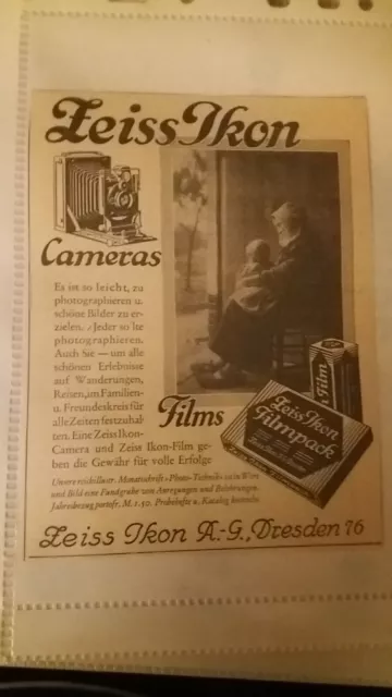 DRESDEN, 3 ZEISS IKON AG + 1 Ica Kinamo . Zeitungsreklamen 1926 ...