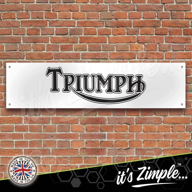 TRIUMPH MOTORCYCLES LOGO Black Banner Garage Workshop Sign PVC ...