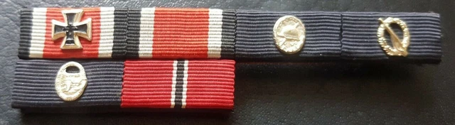 WW2 GERMAN 1957 Pattern Ribbon Bar Africa Lapland Shield Kurland Title ...