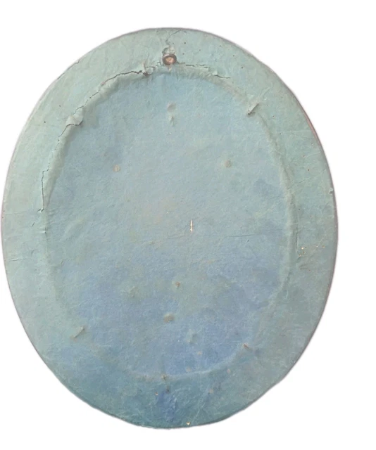 CADRE OVALE NAPOLÉON III XIXe verre bombé Christ en croix fond grenat ...