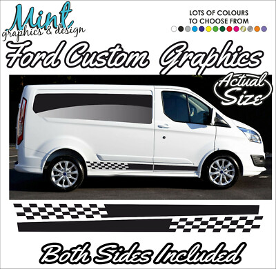 FORD TRANSIT CUSTOM Compatible Side Stripes Graphics Decals Any Colour ...