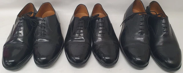 MENS BLACK LEATHER Parade Shoes British Army RAF Cadet With Toe Bar ...