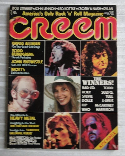 VINTAGE MAGAZINE CREEM 1975 Gregg Allman Todd Rundgren Mott's Elton ...