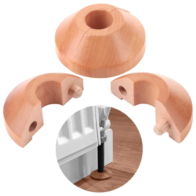 2X SOLID MAPLE WOOD PIPE COLLARS Radiator Fitting 15mm Laminate ...