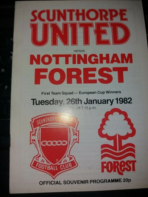 SCUNTHORPE UNITED V Nottingham Forest, 1981-82, friendly £2.69 ...
