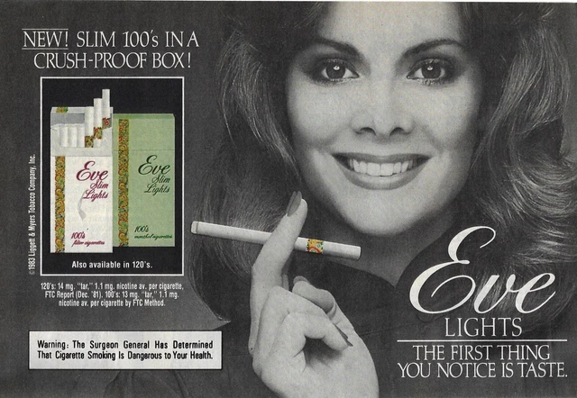 Eve Cigarettes Cute Sexy Girl Smoking Vintage Tobacco 1983 Print Ad £4
