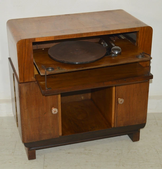 ANTICO MOBILE BAR decò EPOCA anni 40 RADICA grammofono LESA DISCOFONO ...