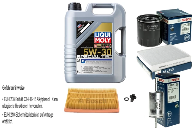 BOSCH INSPECTION SET 5L Liqui Moly Spécial Tec F 5W-30 pour de Volvo V50 1.8 EUR 116,79 ...