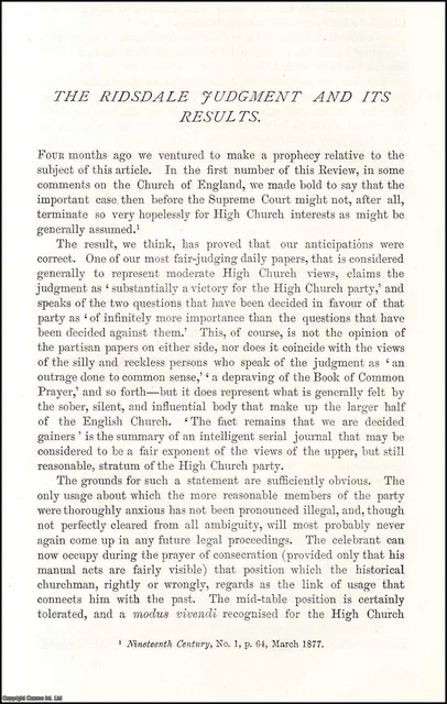 THE RIDSDALE JUDGMENT And Its Results. An Original Article From The ...