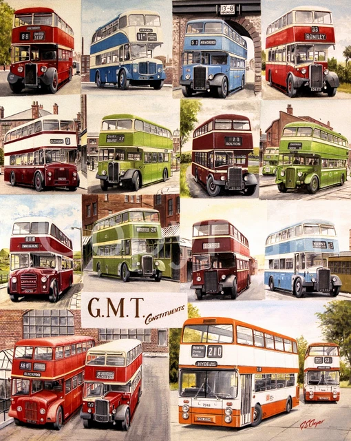 GREATER MANCHESTER NOSTALGIC Bus Montage Metal Wall Art 3 Sizes To ...