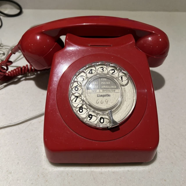VINTAGE GPO 746 . RED dial up telephone . 1970s. working £11.12 ...