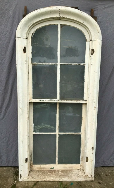 ANTIQUE SEMI Arched Dome Window With Surround 40x87 Shabby White Chic ...