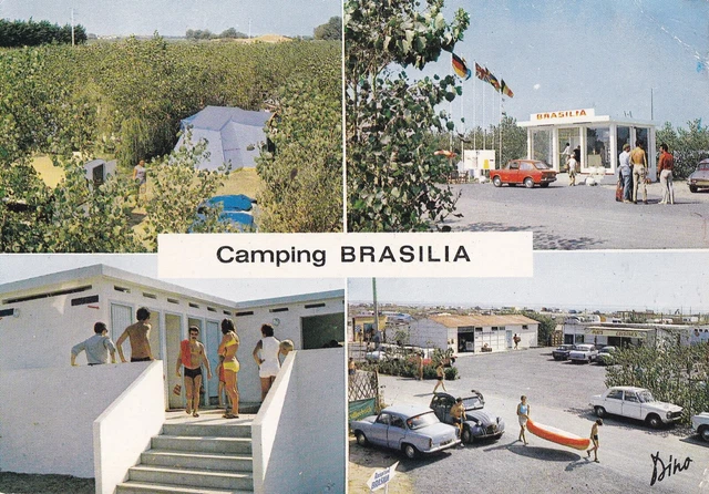 CARTE POSTALE 10X15CM postcard CANET PLAGE camping Brasilia multivues ...