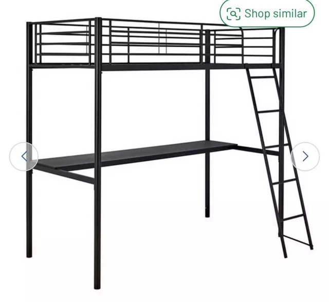 HABITAT RILEY HIGH Sleeper Metal Bed Frame & Desk-Black £63.08 ...
