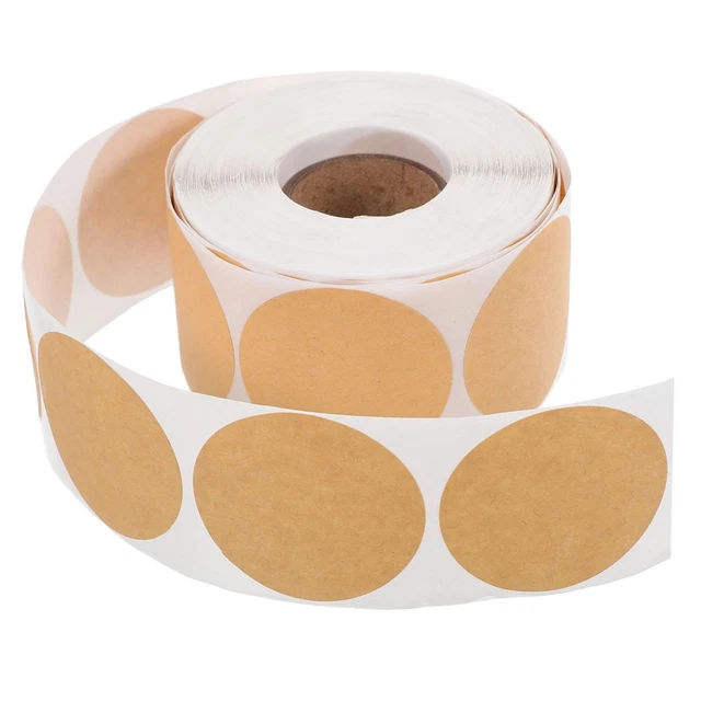 3 ROLLS ROUND Name Tags Sticker - Kraft Paper Blank Labels, Writable ...