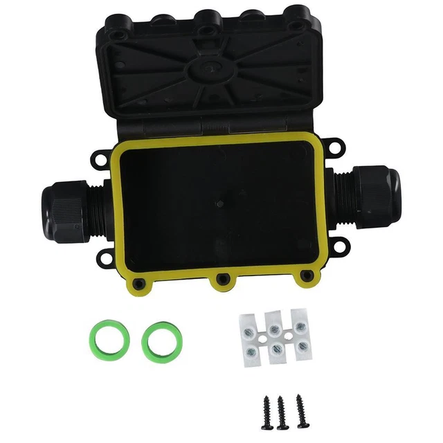 TWO-WAY WATERPROOF JUNCTION Box Black Weatherproof Junction Box ...