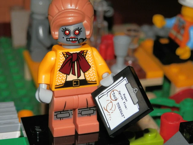 LEGO MOVIE MINIFIGURES - Velma Staplebot - Lego mini figure with black ...