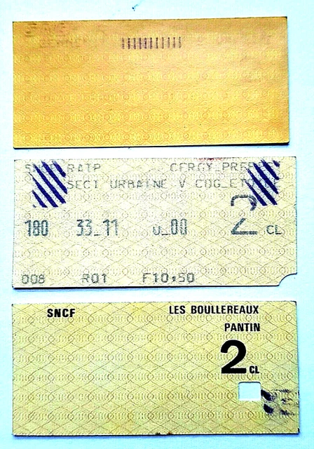 3 TICKETS RATP Métro / Bus / Rer / T - section Urbaine U - PARIS - TBE ...