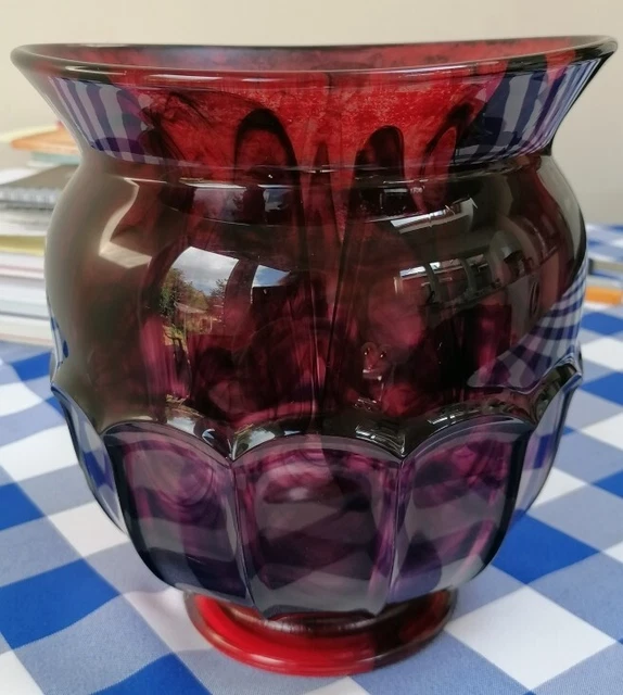 RARE ANTIQUE DAVIDSON Cloud Glass Vase in 'Red Ora' (Large) £250.32 ...