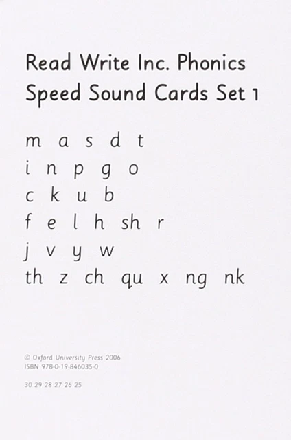 READ WRITE INC.: Set 1. Speed Sound Cards (READ WRITE INC PHONICS) £15. ...