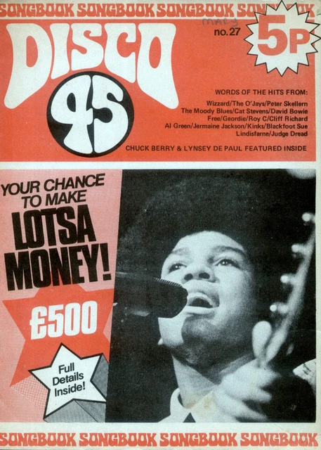 DISCO 45 MAGAZINE 1973 . Jermaine Jackson Front Cover . Lynsey De Paul ...