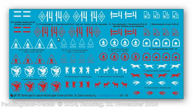 PEDDINGHAUS DECALS 1/35 2867 Markings Of Russian Tank Brigades, Summer ...