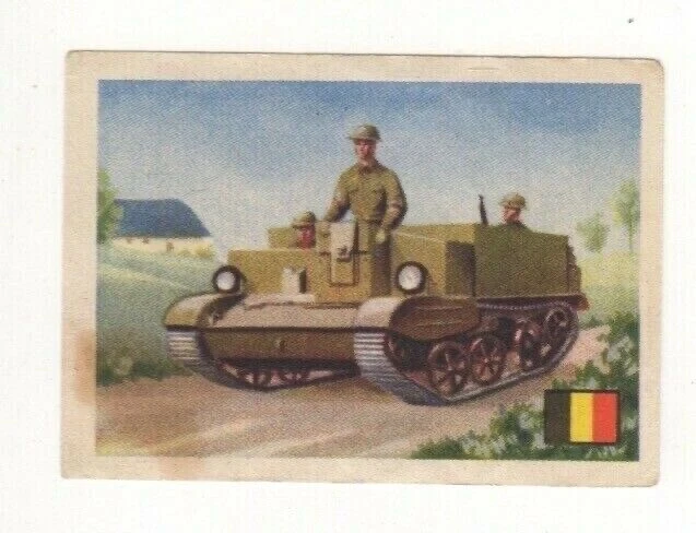 BELGIAN CHOCOLATES CARD 1950s. Military #105. Armoured car Belgium $4. ...