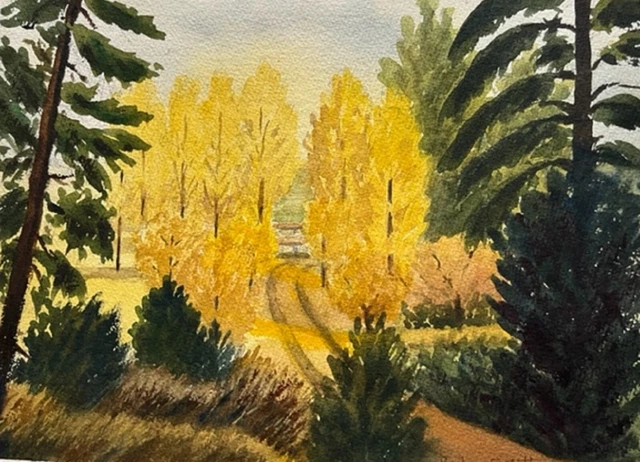 BARBARA F SUTTON Australian Wc "Autumn In The Country" C 1985 $39.99 ...