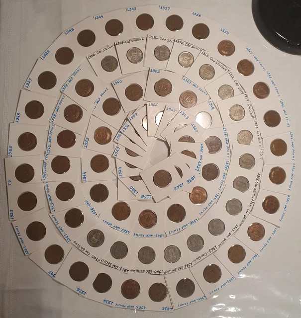 BULK JOB - HALF PENNY and ONE SHILLI NG 80 COINS, VARIOUS DATES VERY ...