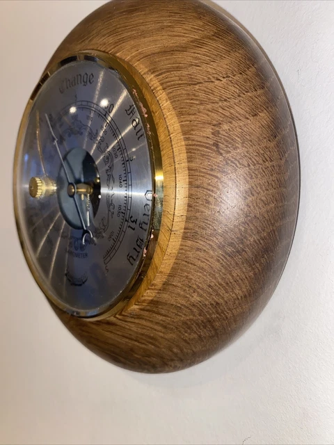 SMART 1980'S HANDTURNED Solid Wood Daymaster Wall Barometer Working ...