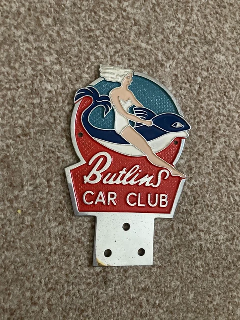 VINTAGE BUTLINS CAR Club Grille Bumper Motor Automobile Aluminium Badge ...