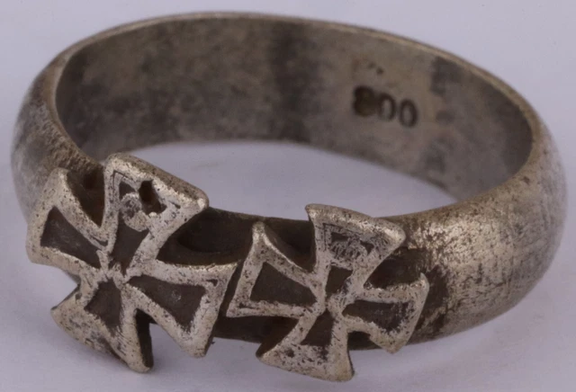 WWII WW1 WWI ww2 Ring GERMAN IRON Cross 800 STERLING Silver ARMY ...