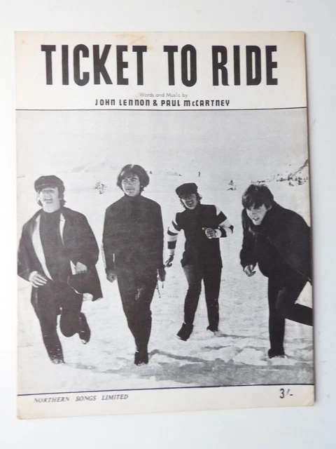TICKET TO RIDE - The Beatles original 1965 sheet music Northern Songs ...