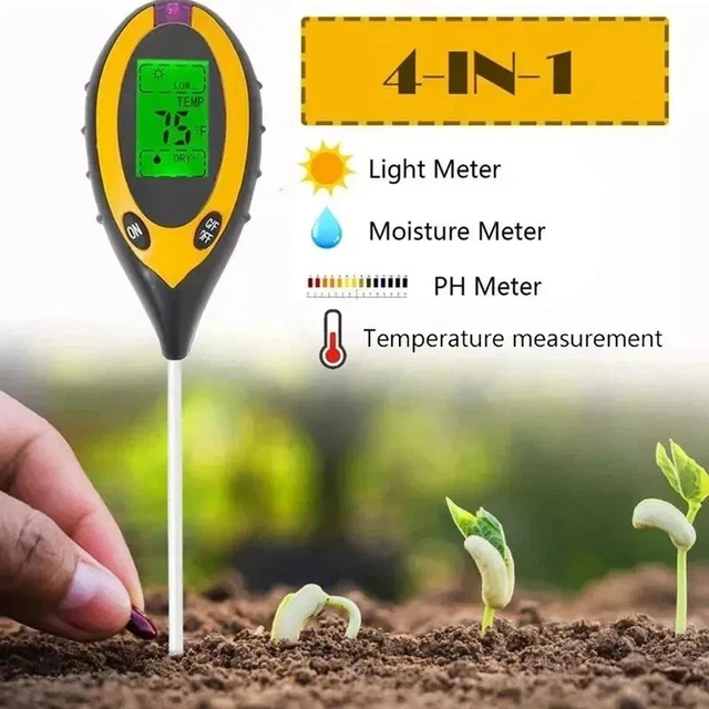 4 IN 1 Soil PH Tester Moisture Sunlight Light Test Meter for Garden ...